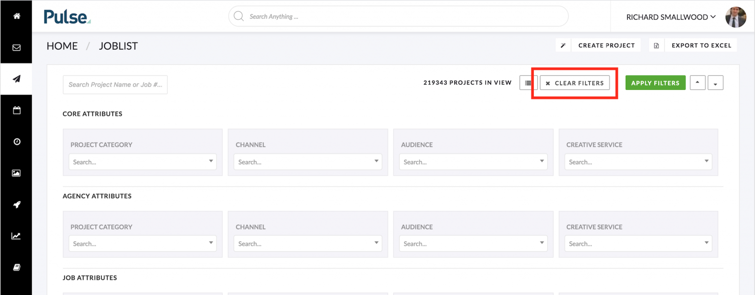 How to clear your Filters - Pulse