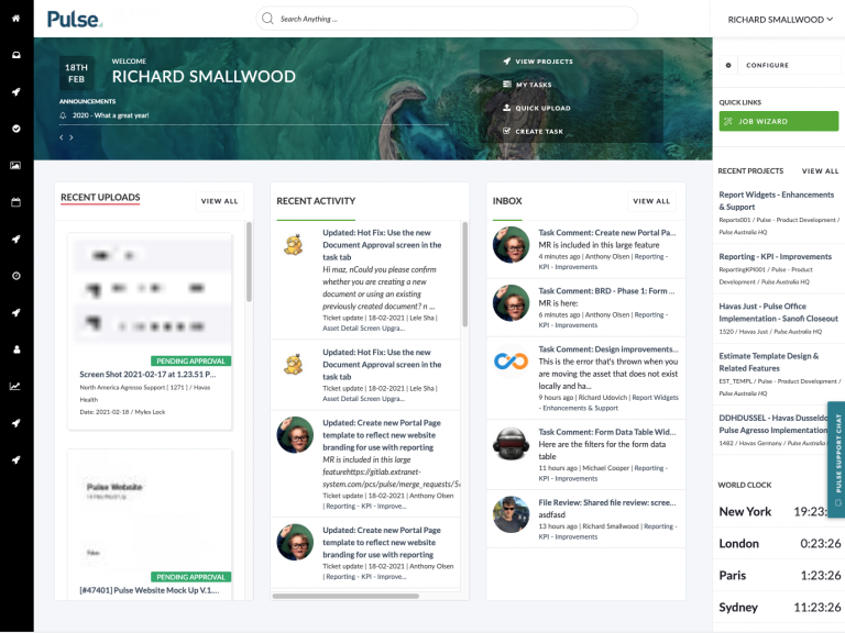Using 'Project Wizard' - Pulse Project Management Software
