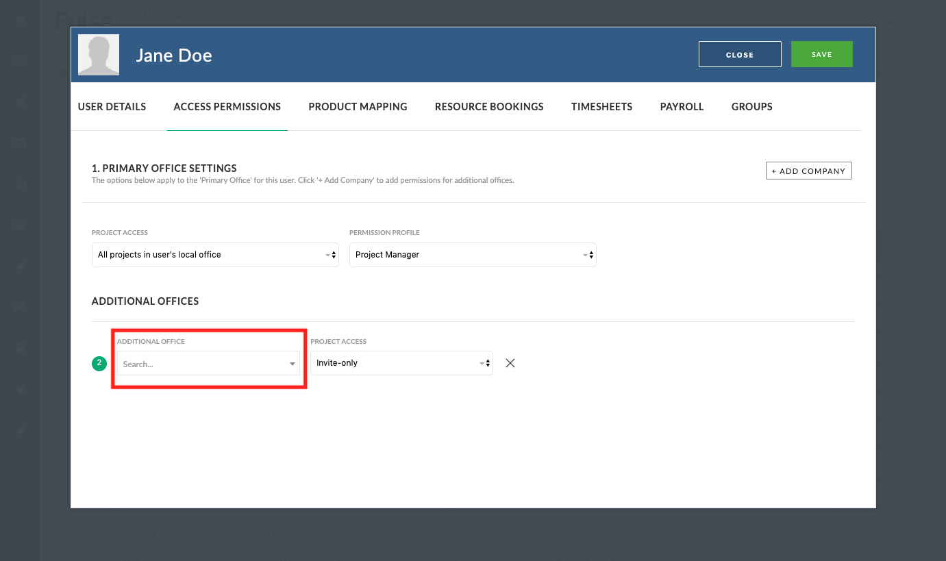 How do I enable multi-office access for a user in Pulse? - Pulse