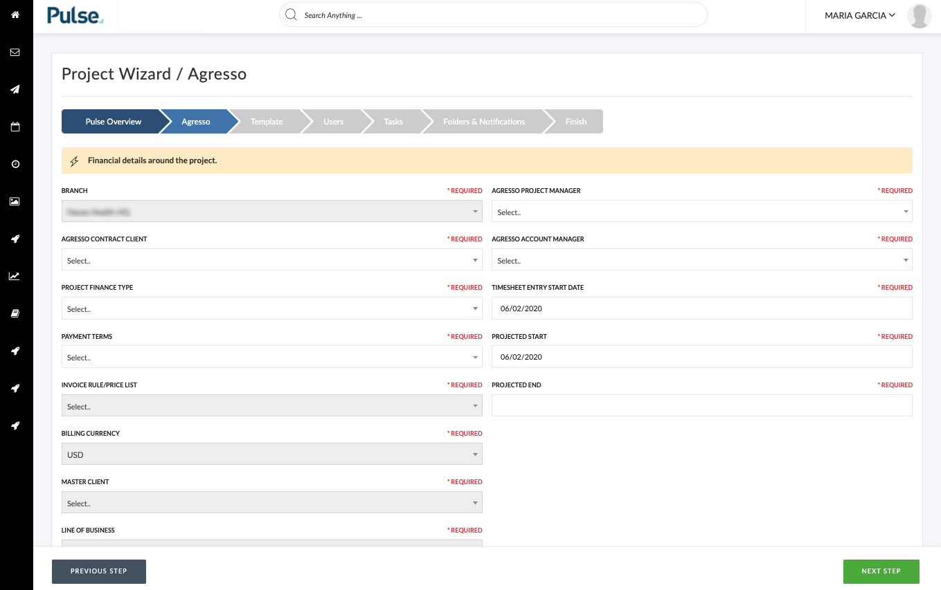 Changing Pulse-Agresso values with Project Amendments - Pulse