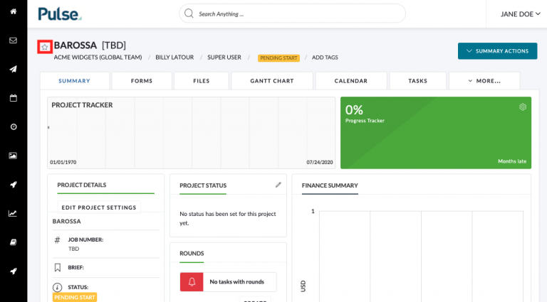 How to add a project to favourites? How to remove it? - Pulse
