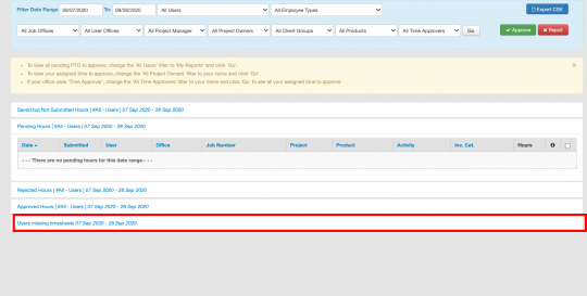 How to find users 'missing' time i.e. users who have not done their ...