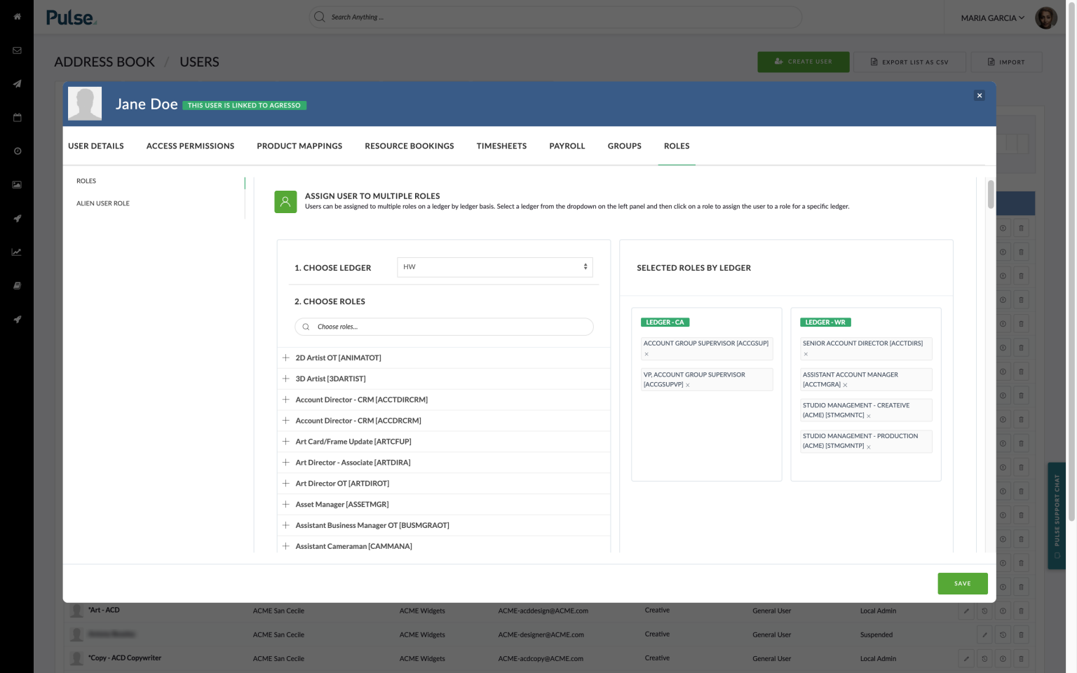 Manage Users - Pulse Project Management Software