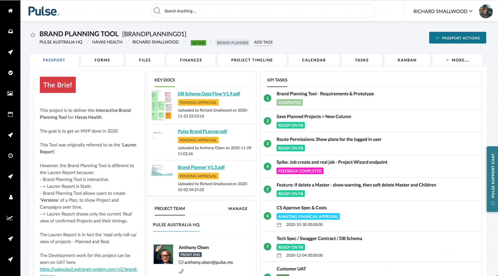 Project Navigation - Pulse Project Management Software