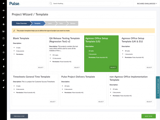 Project Wizard - Pulse Project Management Software