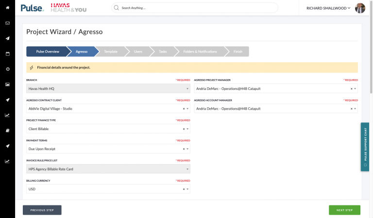 'Steps' Overview - Pulse Project Management Software