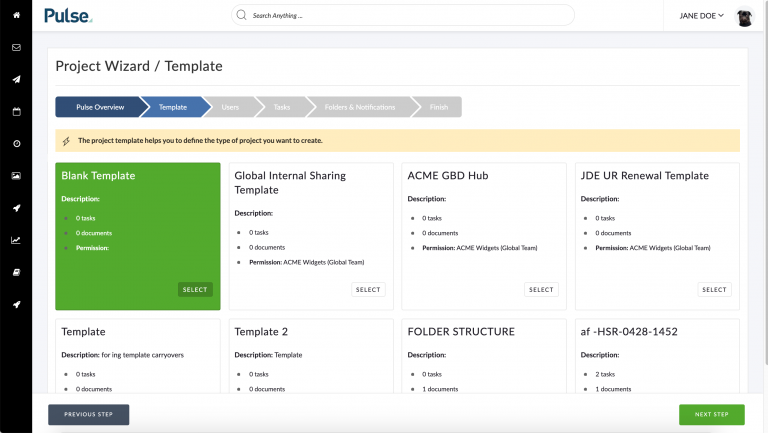 How to Create a Project - Pulse Project Management Software
