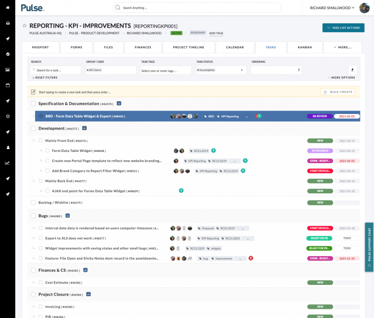 Creating a Project Template - Pulse Project Management Software