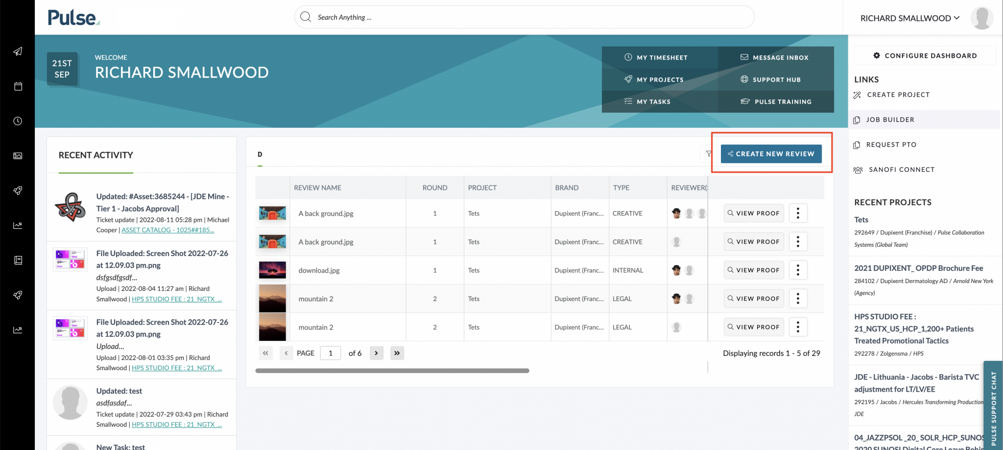 Start New Review Round - Pulse Project Management Software