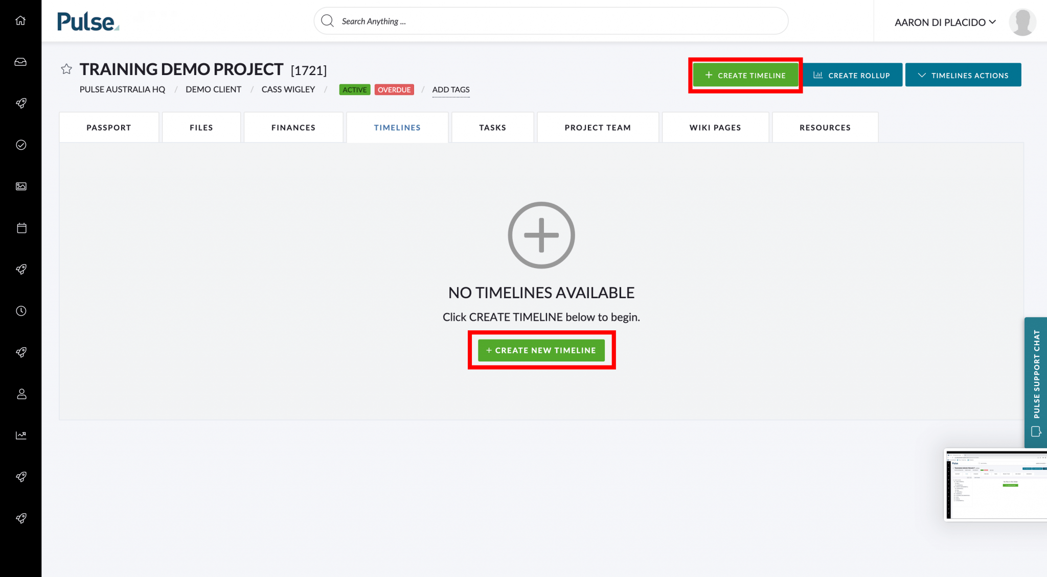 Starting a Timeline - Pulse Project Management Software
