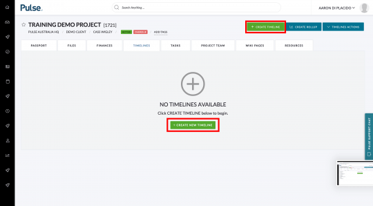 Starting a Timeline - Pulse Project Management Software