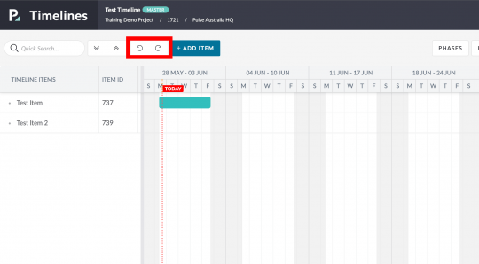 Undo, Redo, Save - Pulse Project Management Software