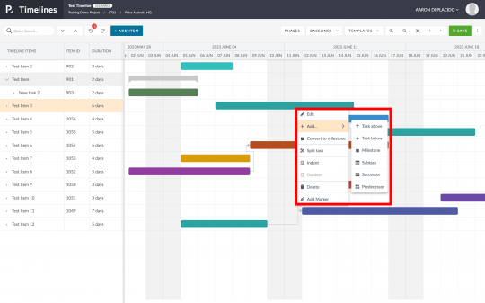 Adding Timeline Button - Pulse Project Management Software